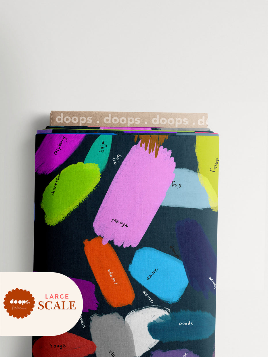 Colour Palette ~ dark background version cotton sateen (cut piece 1.5M – doopsdesigns