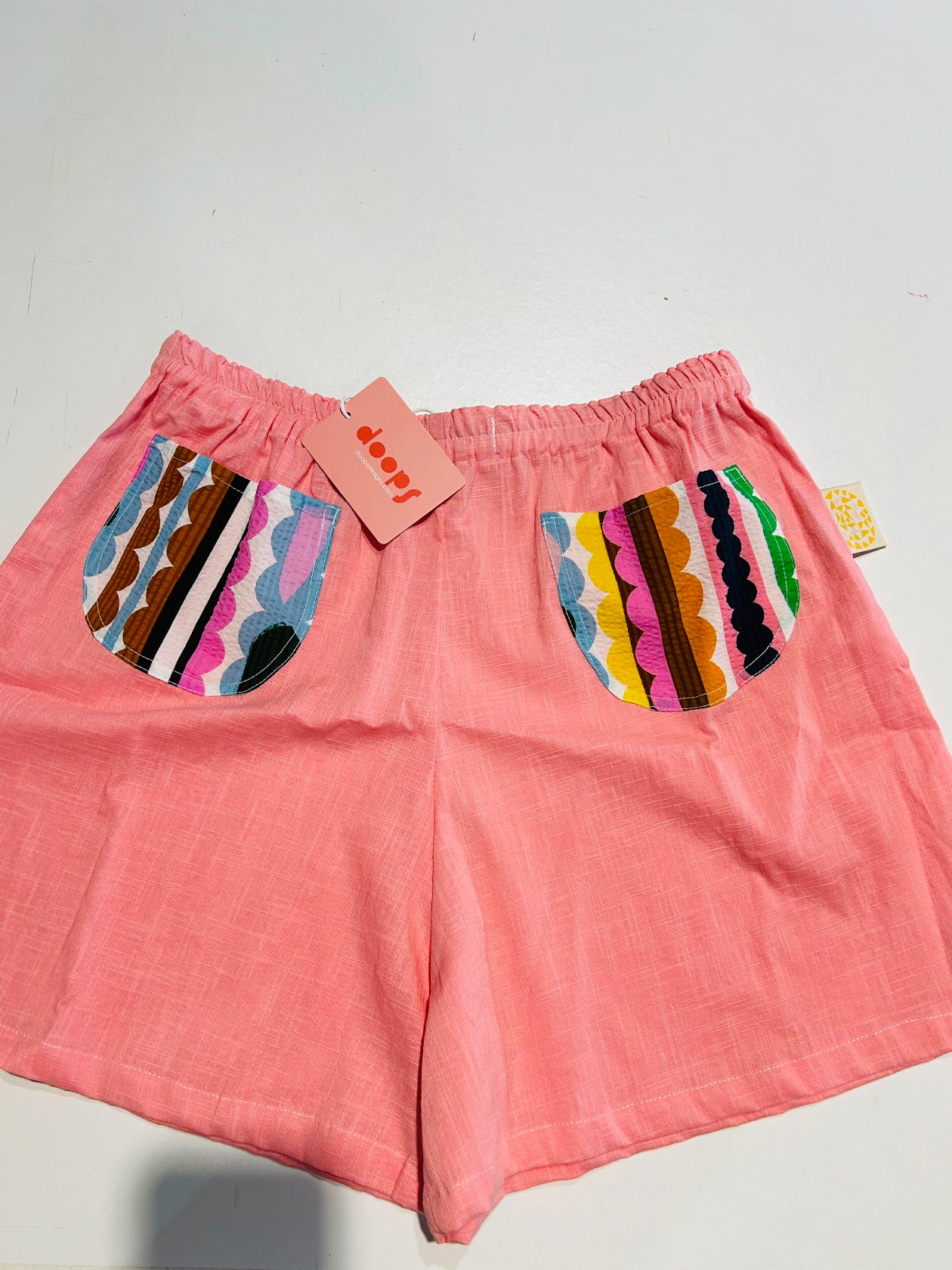 The Artist Shapes peach cotton linen shorts/sample – doopsdesigns