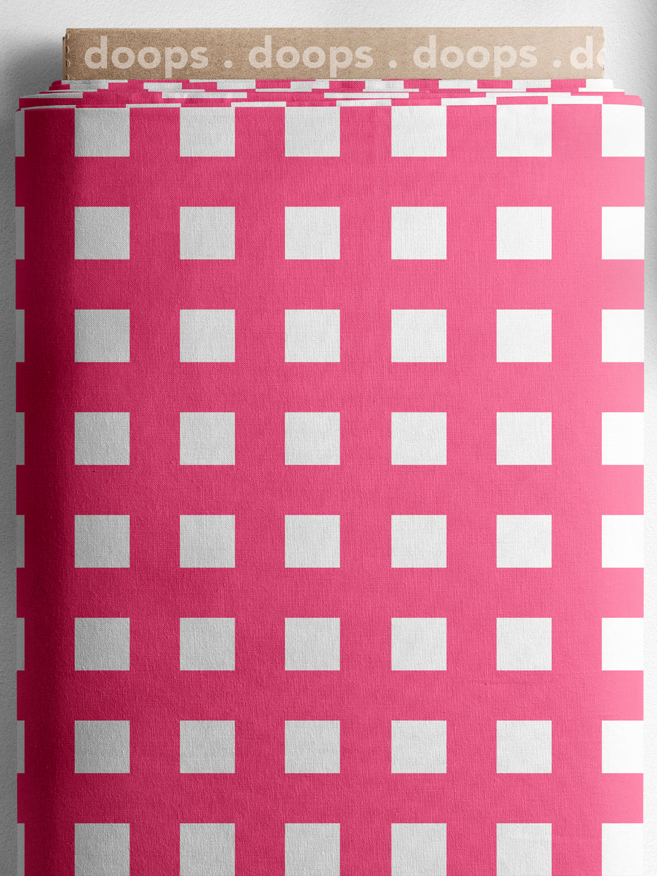 Lumo Check (pink) cotton sateen (CUT PIECE 50cm) small scale – doopsdesigns