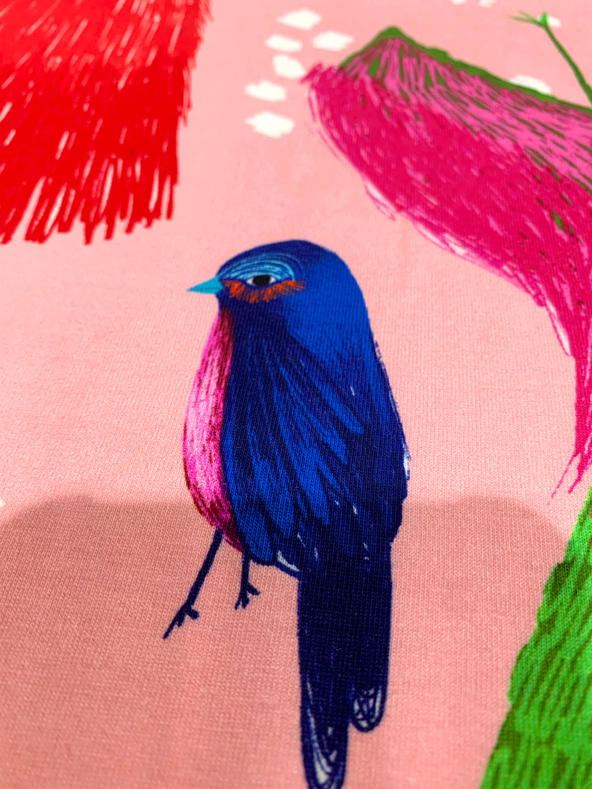 Birds (peachy pink) Cotton Jersey – doopsdesigns