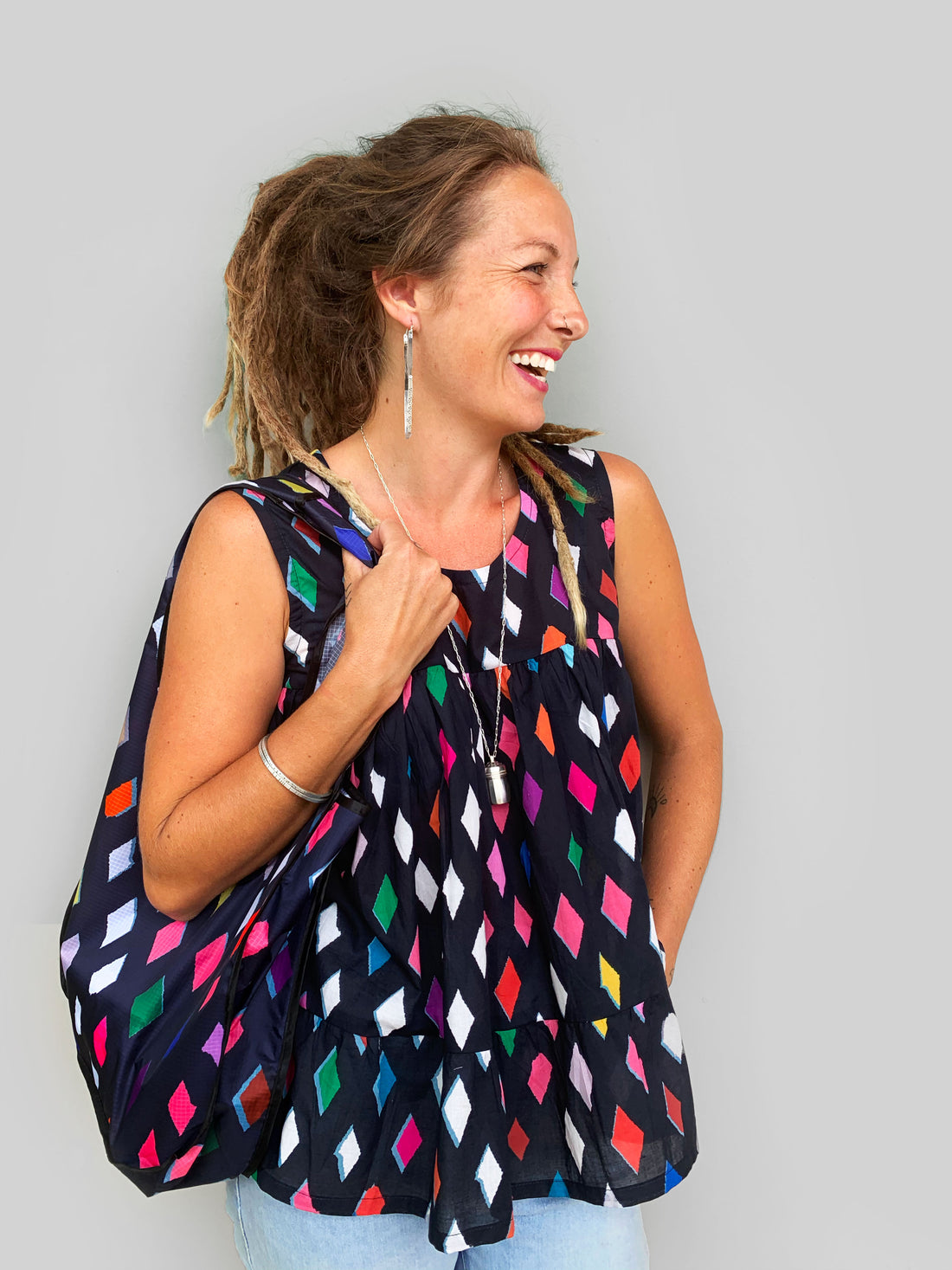 Diamond Kooki pleated 100% cotton top