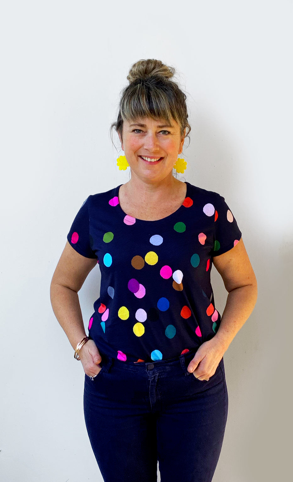 Navy Confetti 100% organic jersey T'shirt or T'dress – doopsdesigns