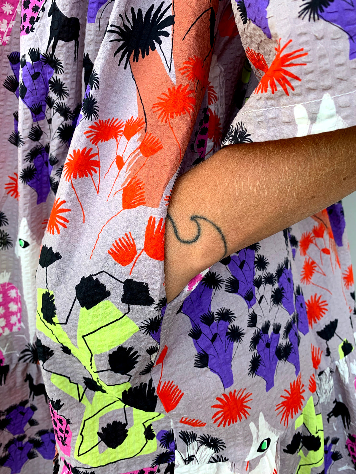 Lumo Glow Cacti dress 100% seersucker cotton – doopsdesigns