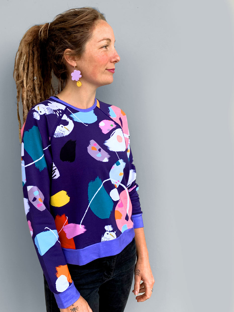 Seagull Colour Splat Cotton canvas (cut piece 90cm) 2 colour backgroun – doopsdesigns