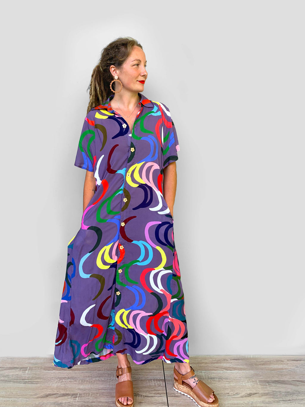 LAST ONES Colourful Ripples Dress 100% Lawn Cotton – doopsdesigns