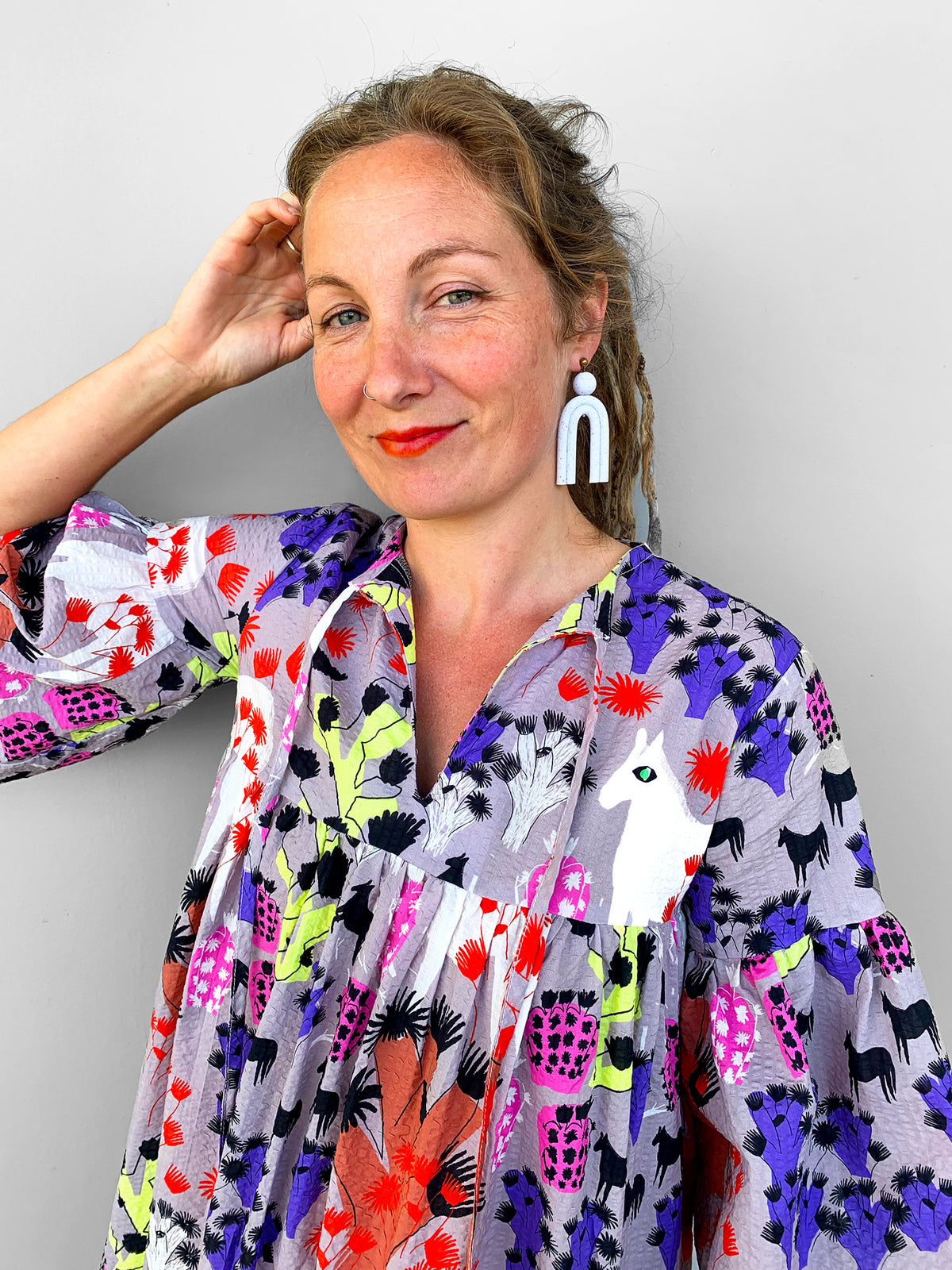 Lumo Glow Cacti dress 100% seersucker cotton – doopsdesigns